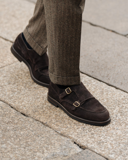 Velasca | Men’s double buckle suede shoes. Made in Italy
