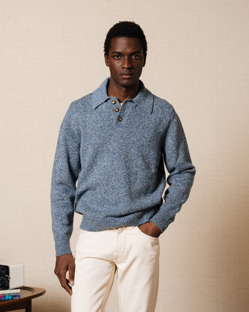 Light blue wool collar sweater Made in Italy | Velasca