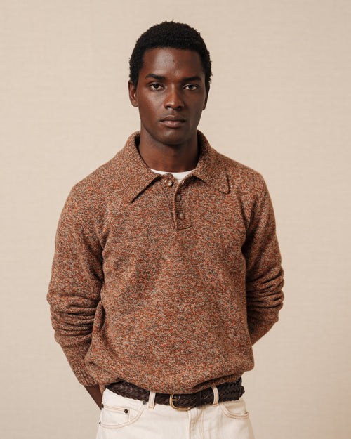 Red collared wool sweater, entirely Made in Italy | Velasca