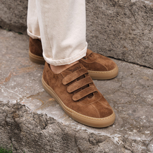 Velasca | Sneakers with velcro fastening, in suede, handcrafted
