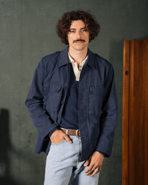 Dark blue field jacket for men, Made in Italy | Velasca